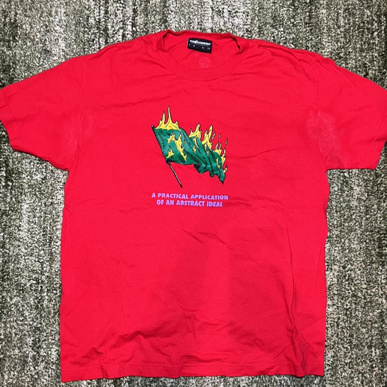 The Hundreds red green and purple burning flag... - Depop