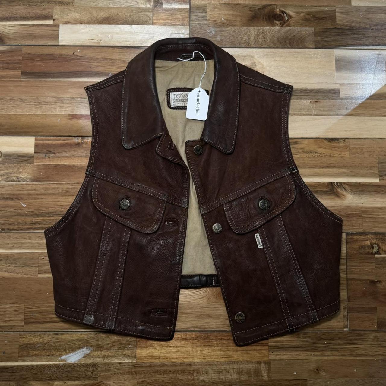 Vintage leather vest Size small medium | Depop