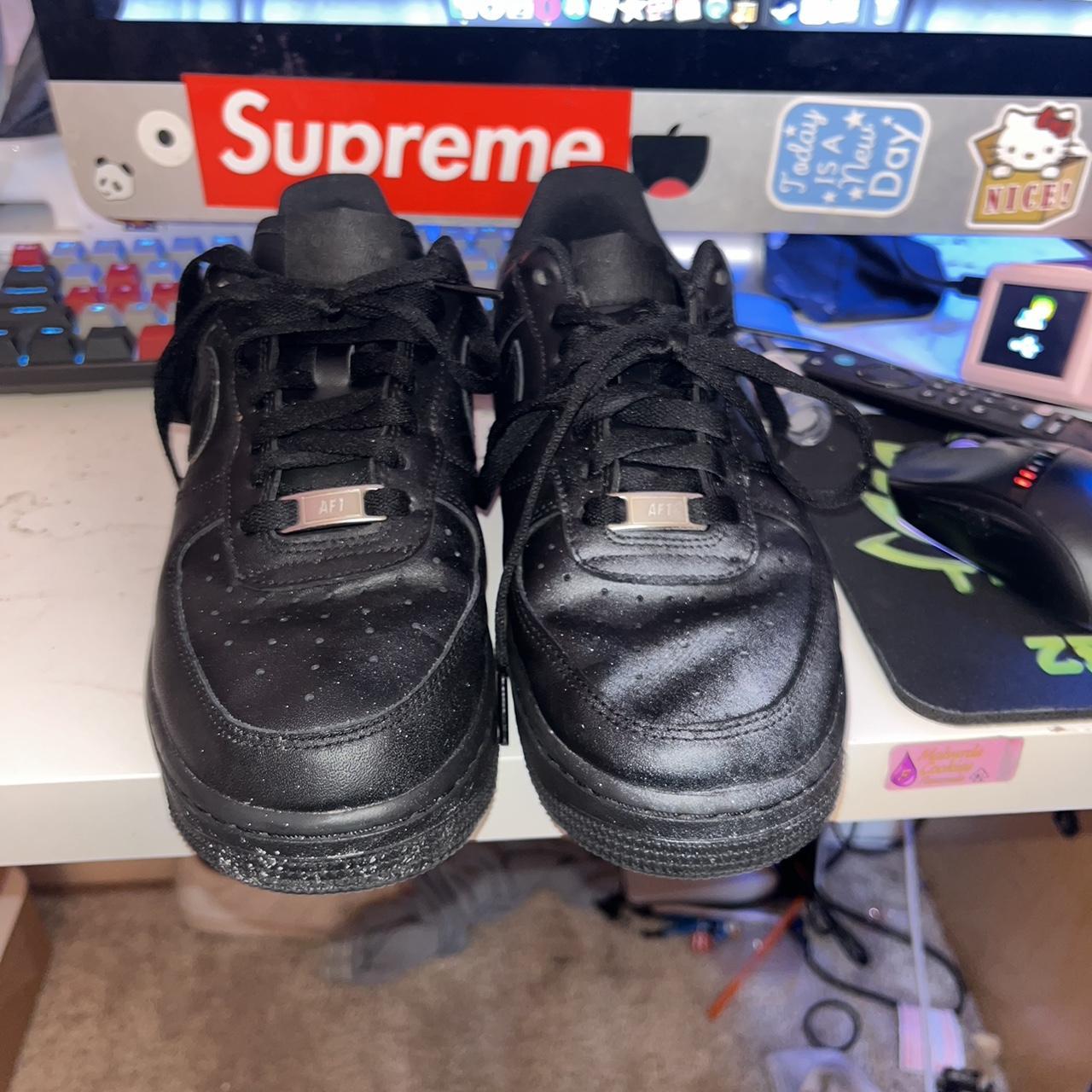 black Nike Air Force 1 worn a couple times creased,... - Depop