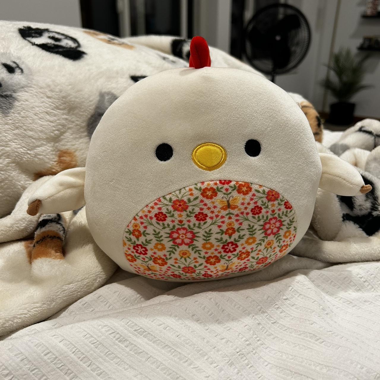 Adorable white and red chicken squishmallow!... - Depop