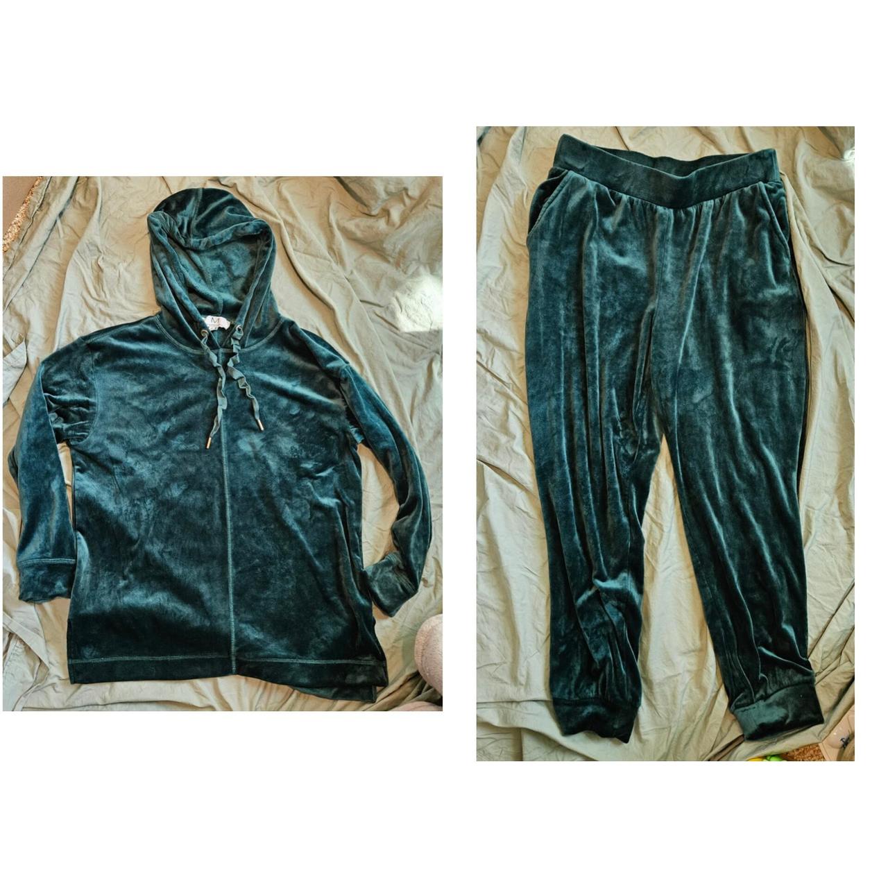 Emerald green velvet tracksuit #tracksuit | Depop