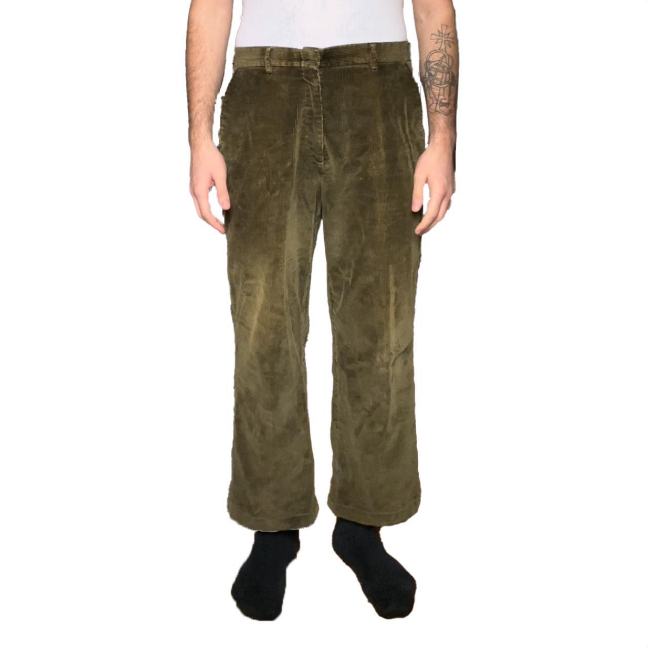 Olive Green Straight Fit Corduroy Pants Size:... - Depop
