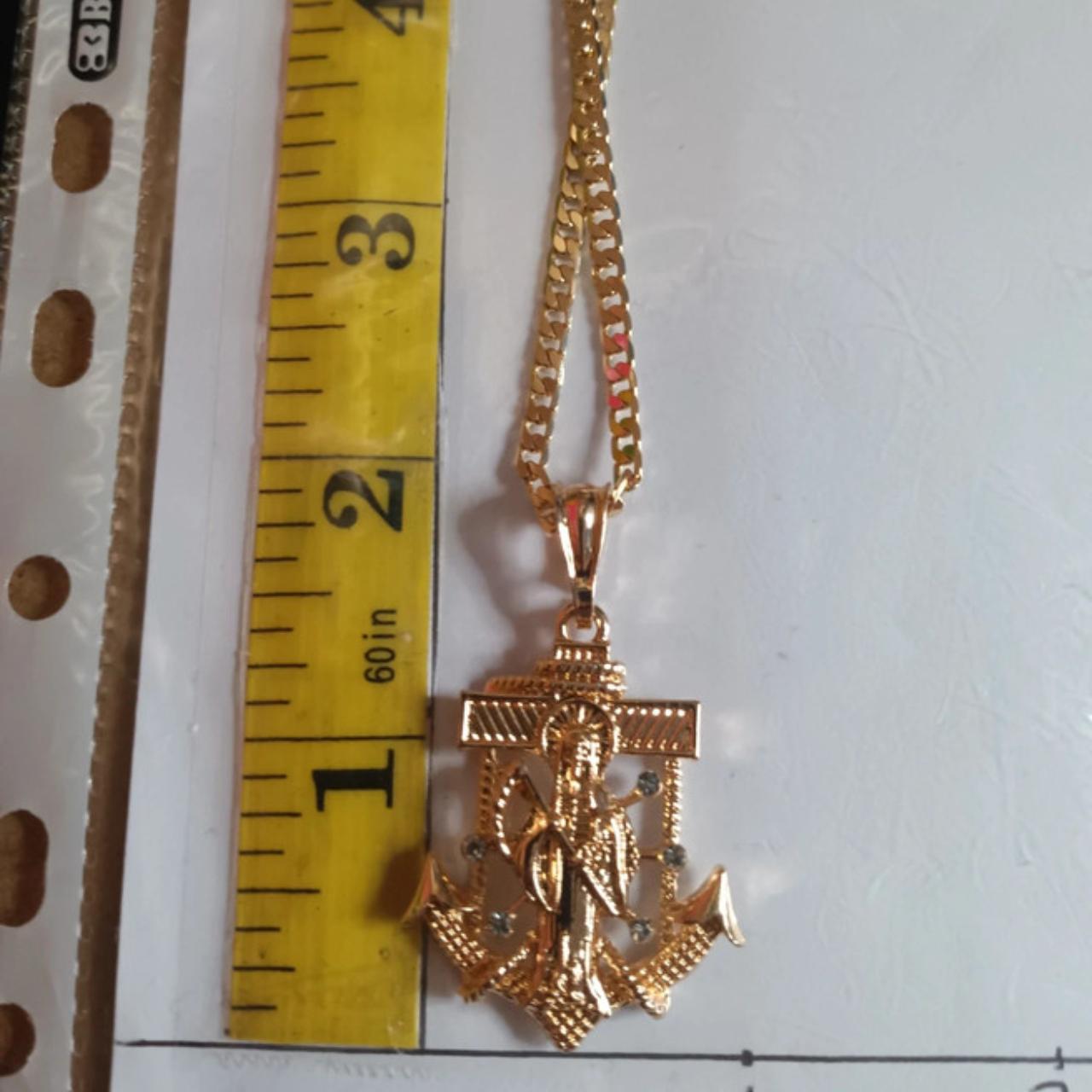 Holy death necklace 24 inch cuban link chain Gold... - Depop