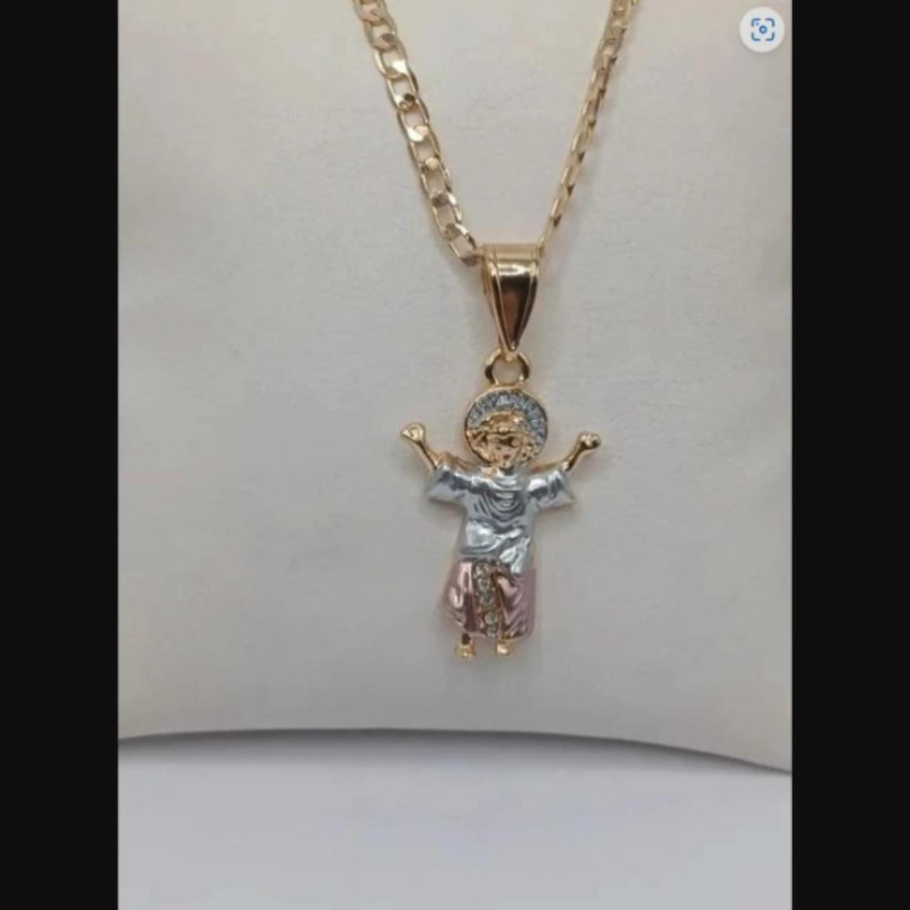 18 inch cuban link chain Divine child 3 tones... - Depop