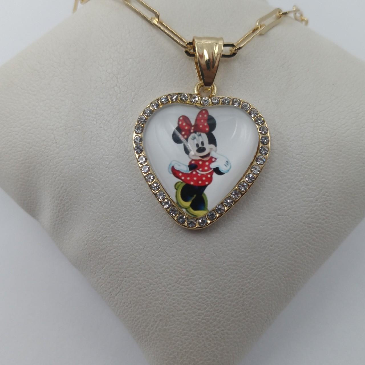 Minnie mouse Necklace Italian Paperclip chain 22... - Depop