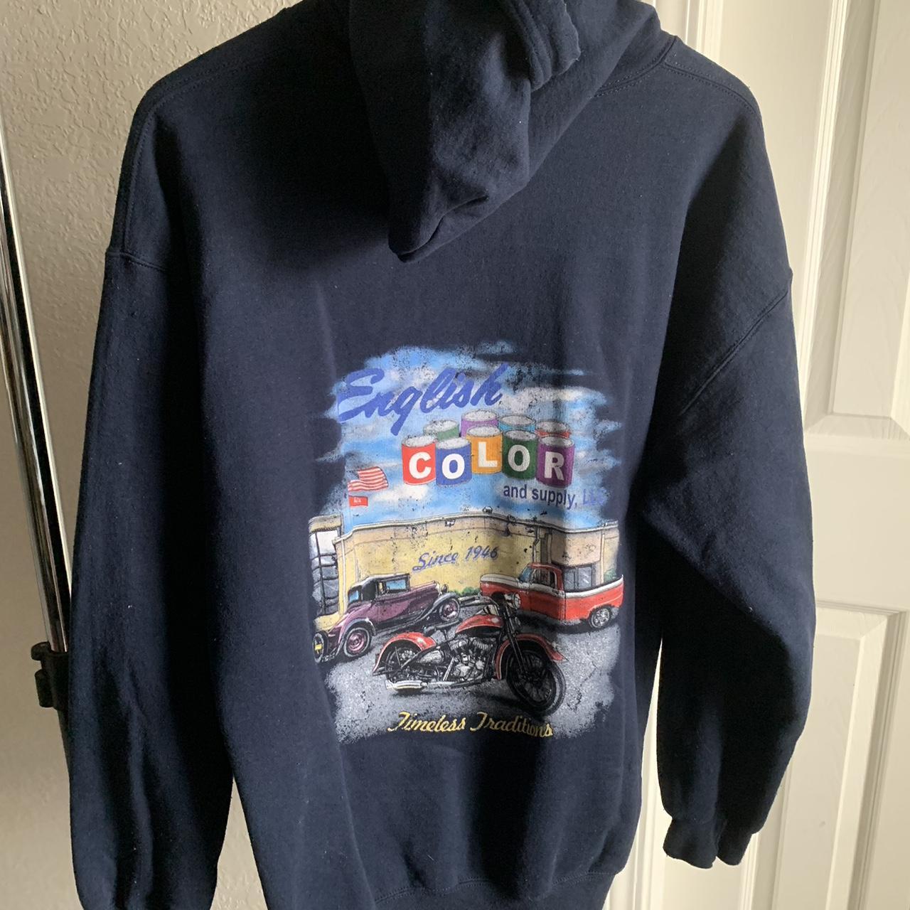 English Color and Supply Zip Up Hoodie Size Large - Depop
