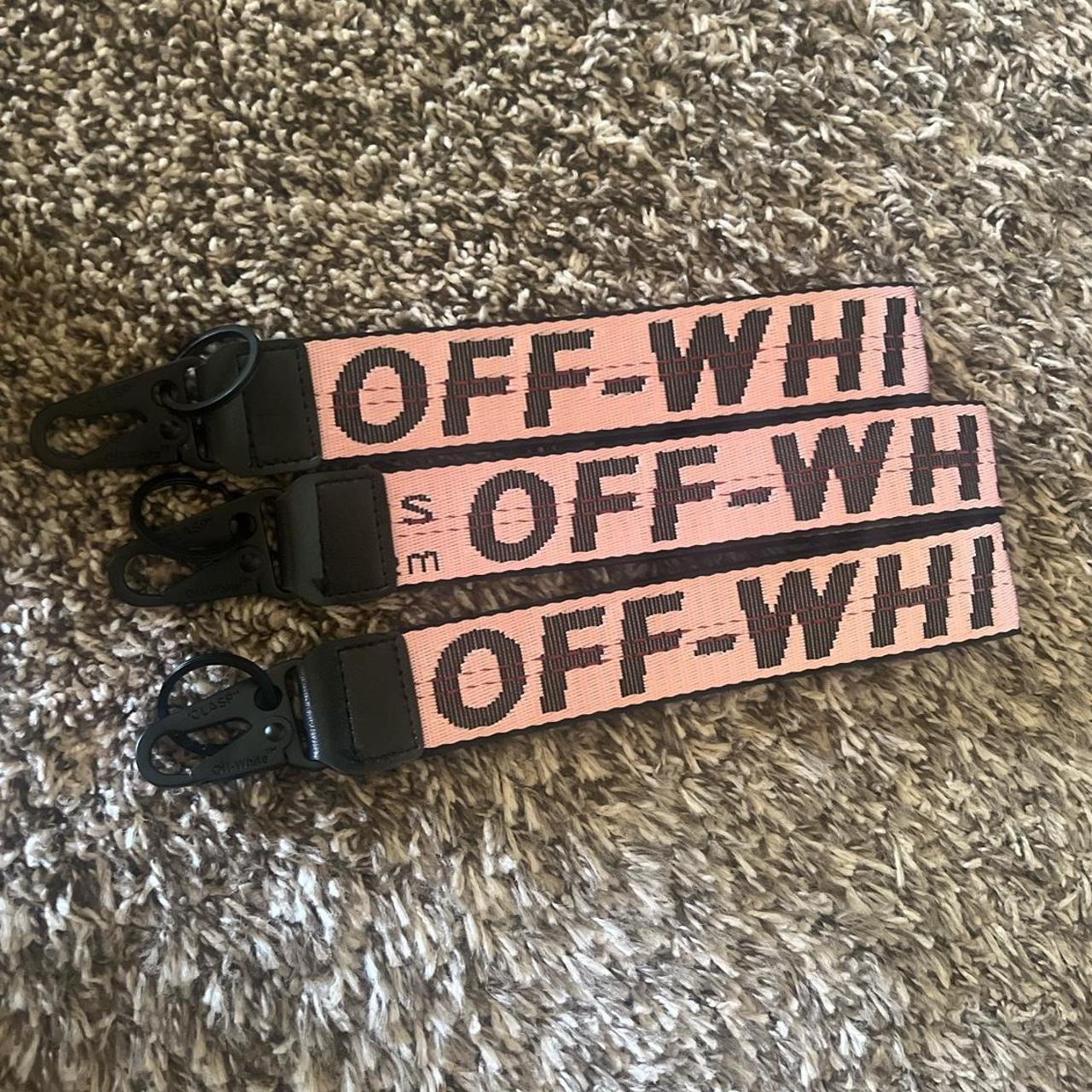 3 off white keychains - Depop