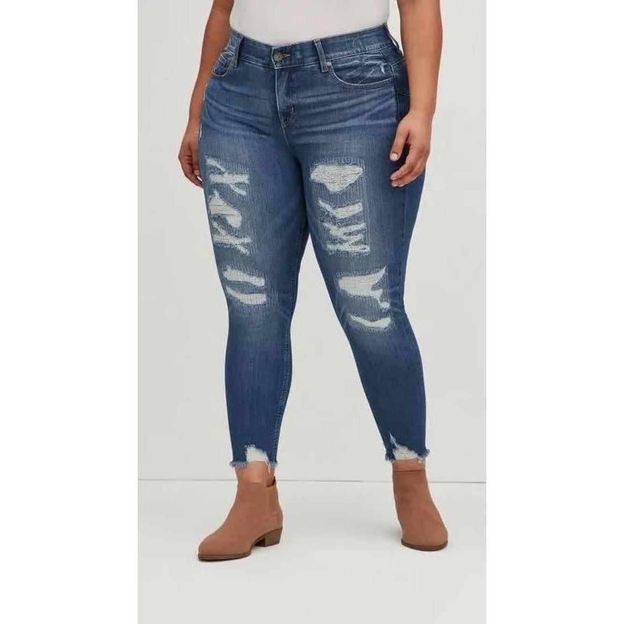 Torrid Jeans Women 22R Distressed High Rise Stretch... - Depop