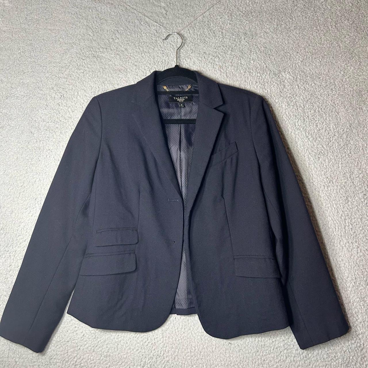 Talbots Blazer Womens 8P Blue Wool Double Breasted... - Depop