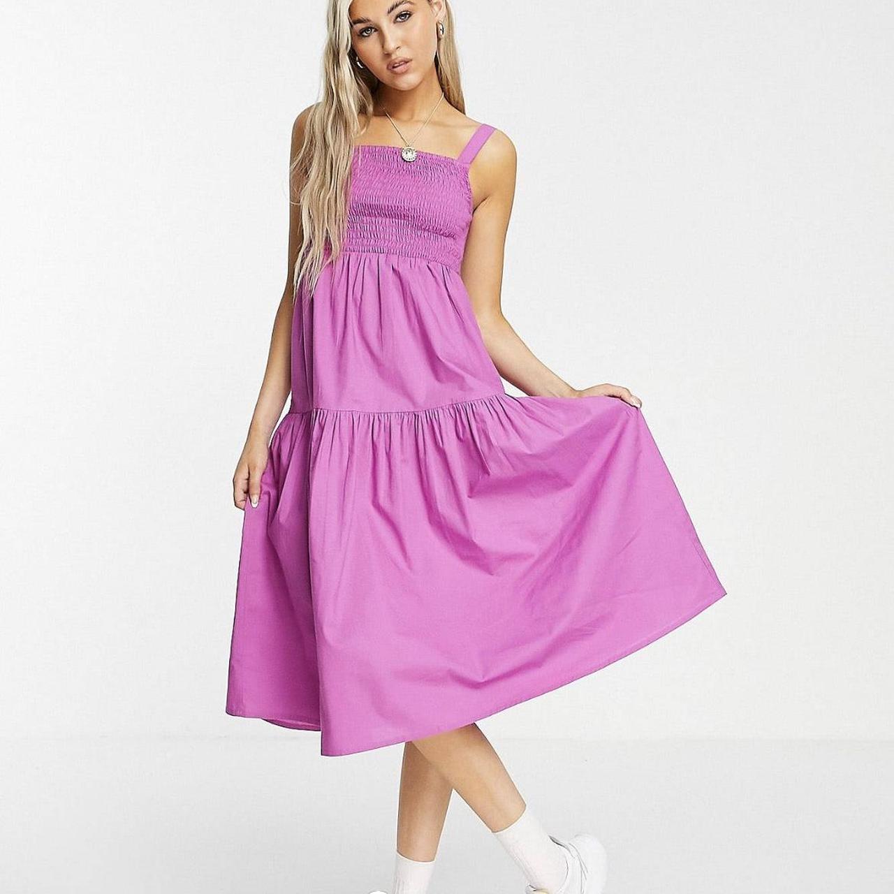 ASOS violet purple romance tiered midi dress in... - Depop