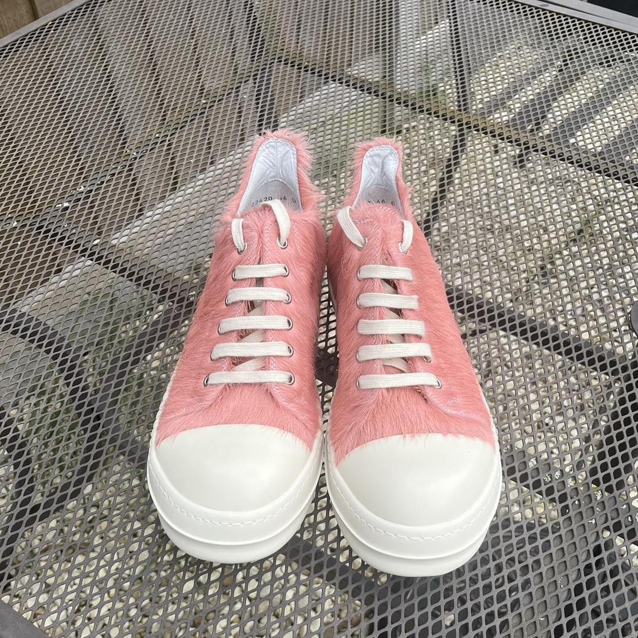 rick owens clean pink pony hair ramones Size 46 /... - Depop