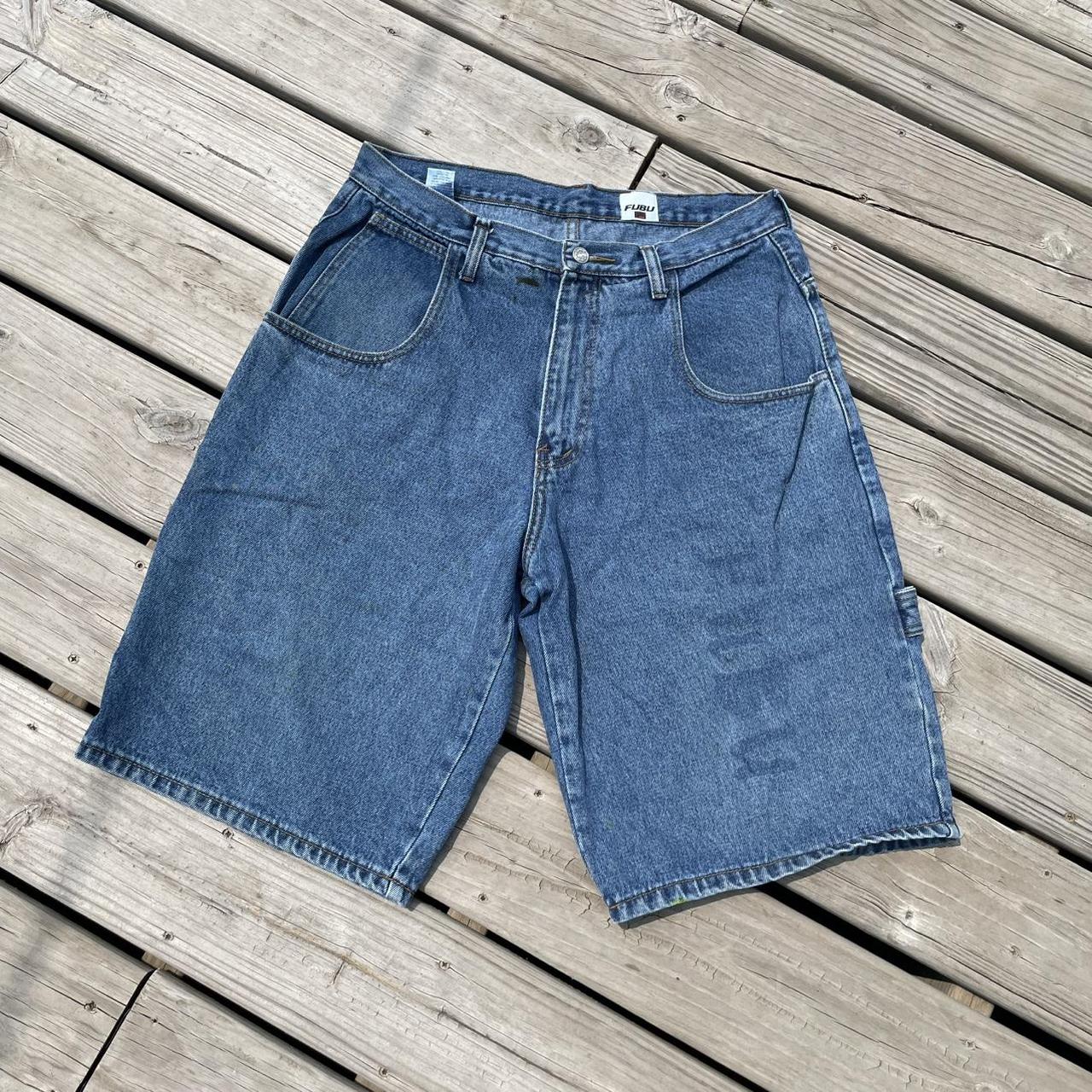 y2k Fubu Baggy Jorts Blue Denim grunge y2k emo baggy... | Depop