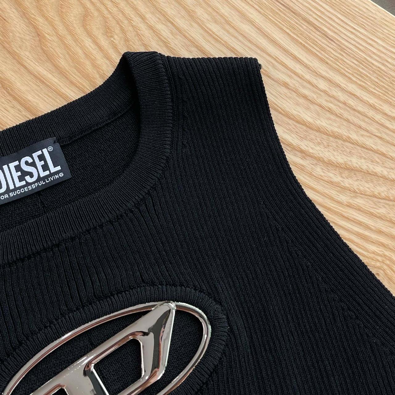 Diesel Women's Black Logo Cutout Tank Top Brand new... - Depop