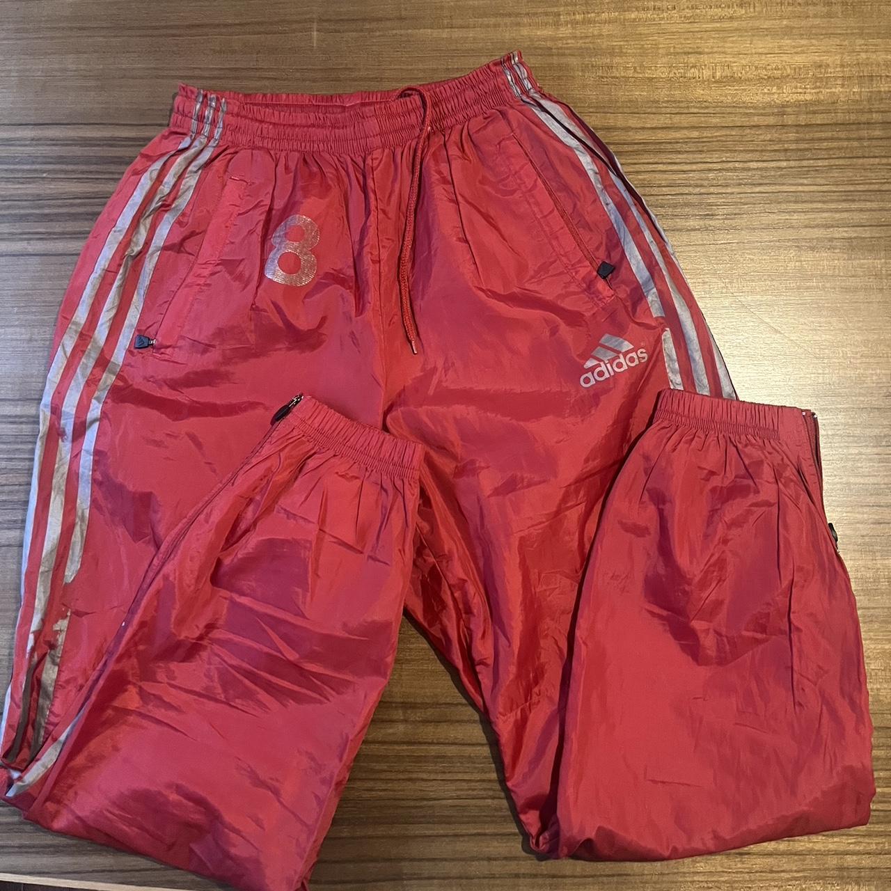 Red Adidas tracksuit pants Size 8 for reference but... - Depop