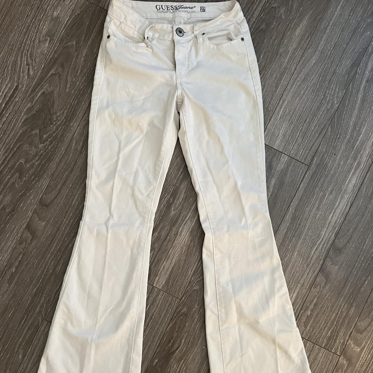 white vintage low rise flare guess jeans - size 27 | Depop