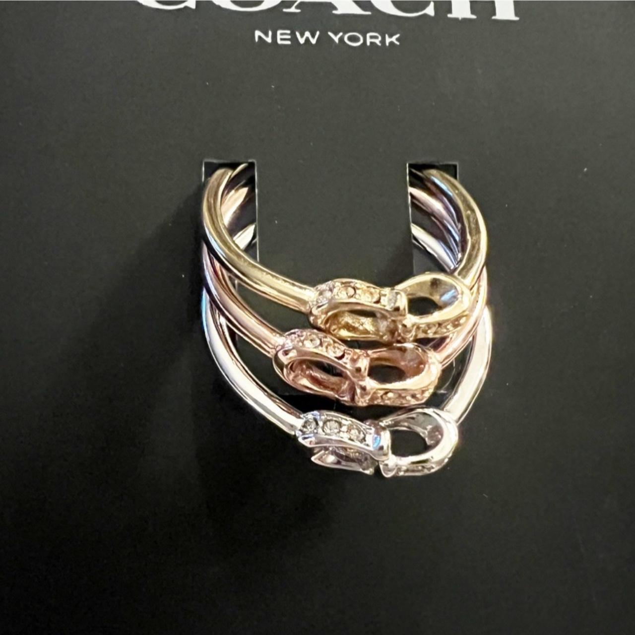 COACH Interlock Signature Pave Crystals Ring Set -... - Depop