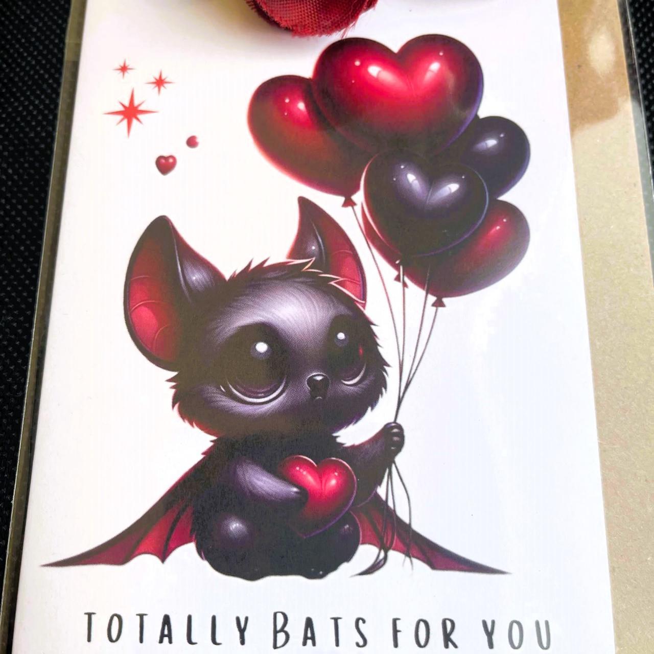 Cute Baby Bat Valentine Card Love Heart Anniversary... | Depop