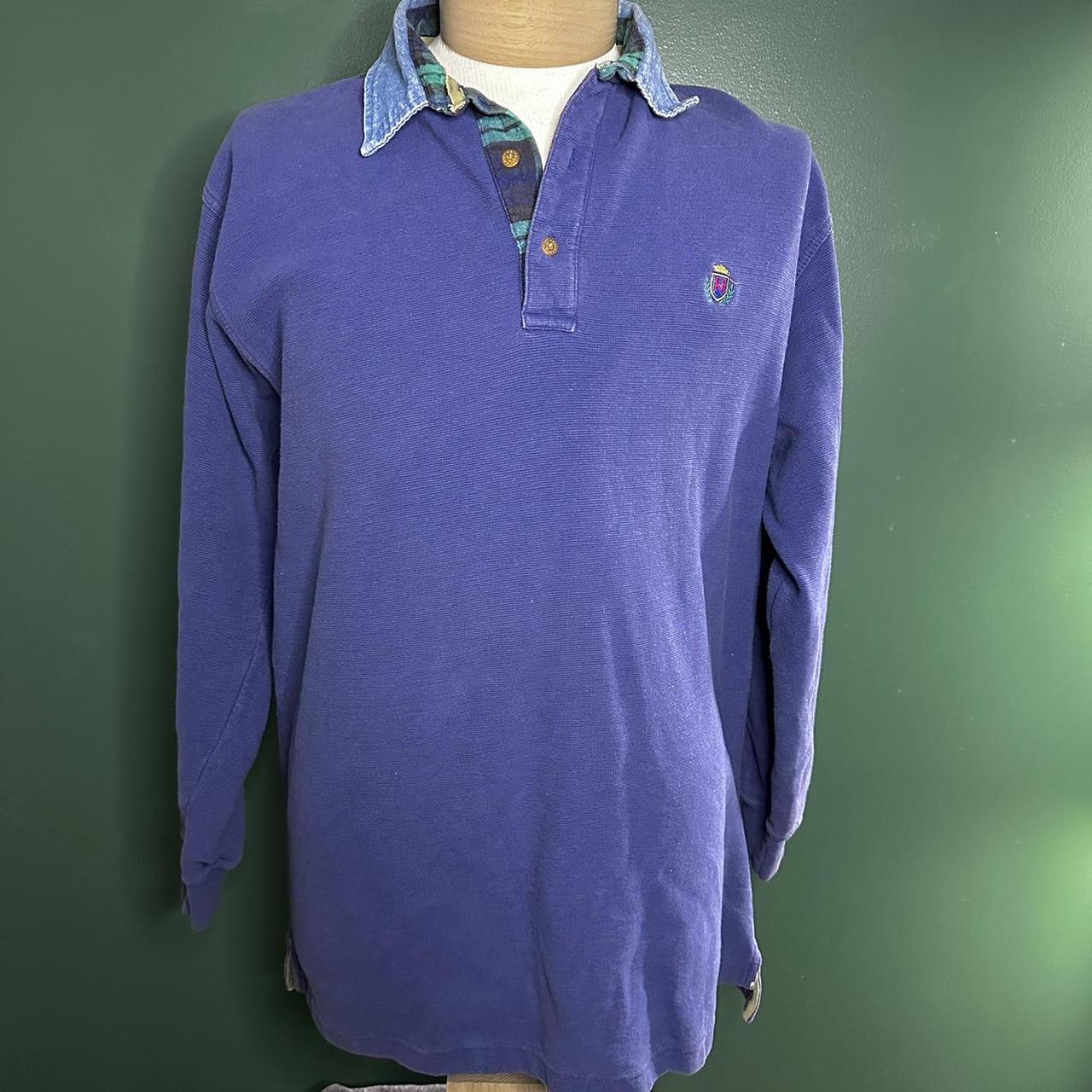 Vintage 90’s Hathaway Denim Collar Longsleeve Shirt,... - Depop