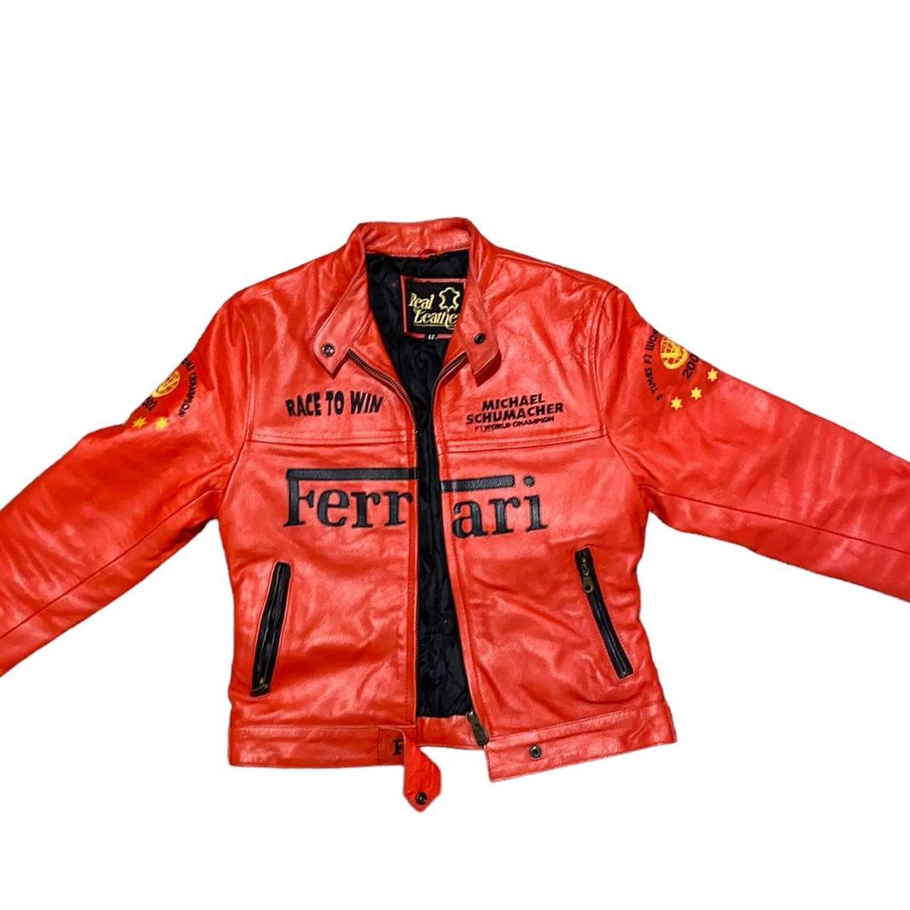 Vintage Ferrari Leather Formule 1 jacket Condition:... - Depop