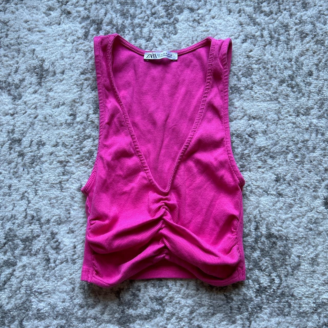 Zara Women's Pink Crop-top | Depop