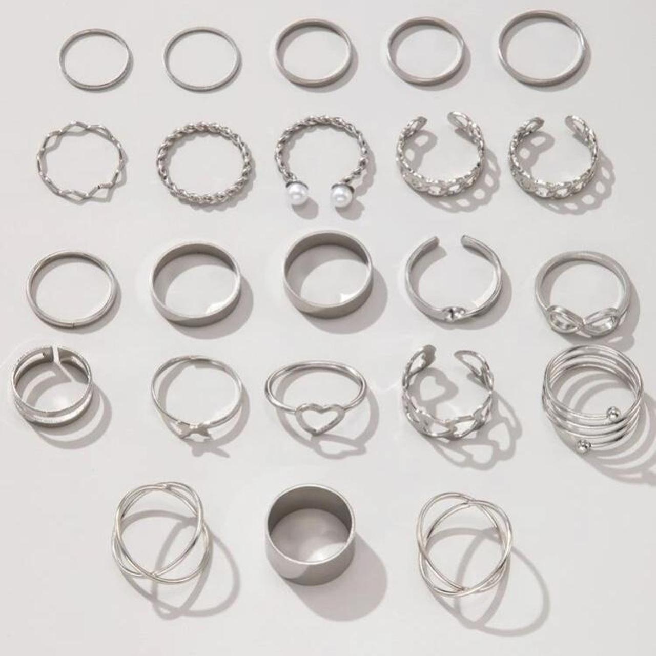 23 pc ring set (silver) diameter 0.6-0.7 inch - Depop