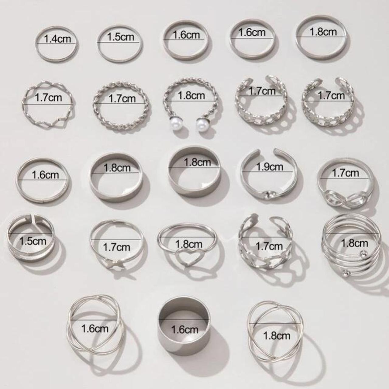 23 pc ring set (silver) diameter 0.6-0.7 inch - Depop