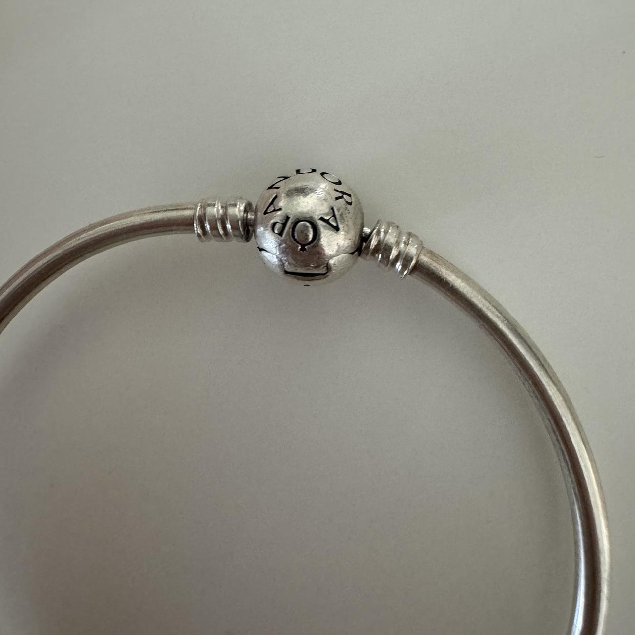 pandora silver bangle worn many times but in good... - Depop