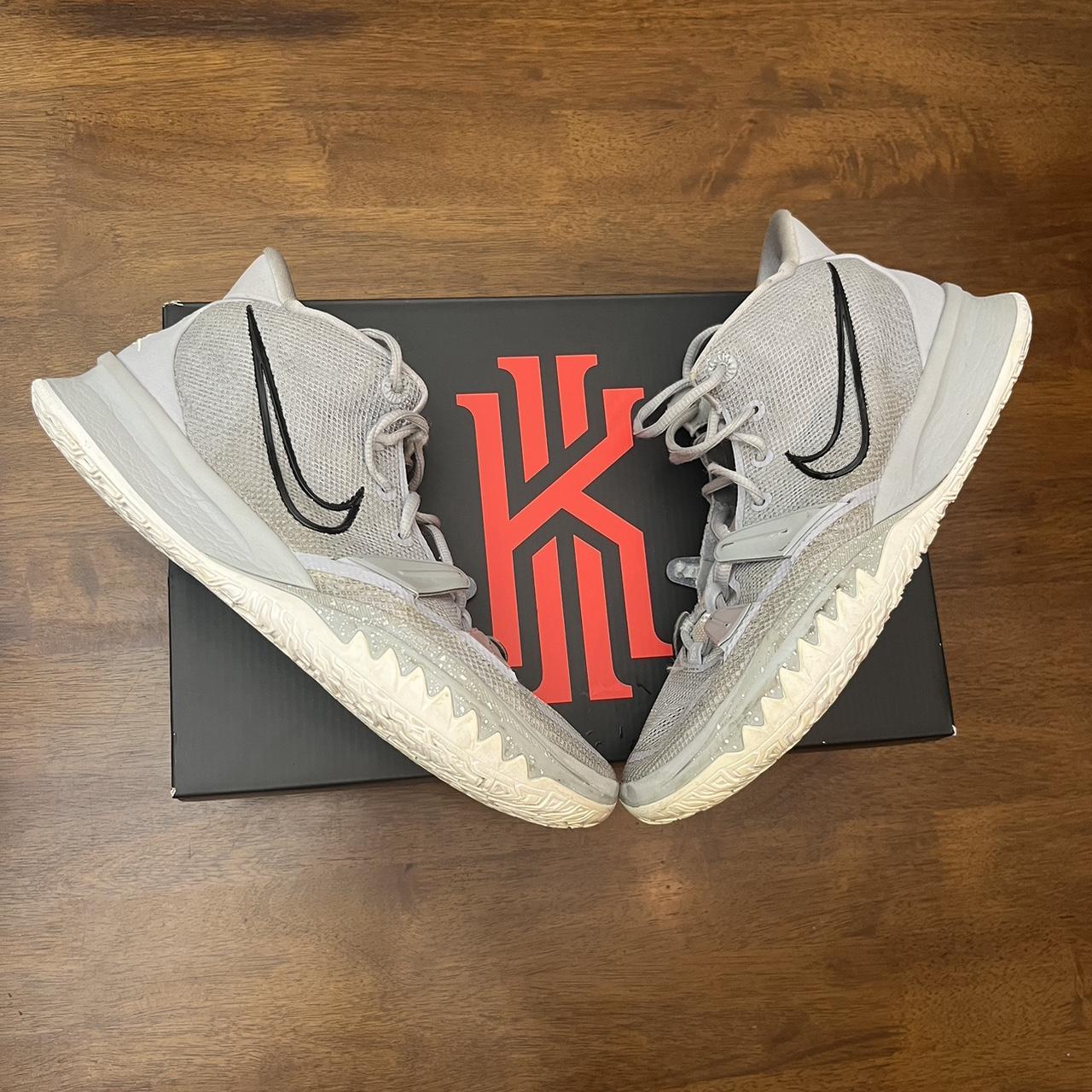 Kyrie 7 Wolf Grey with Box Size 10.5 Shoelace holder... - Depop
