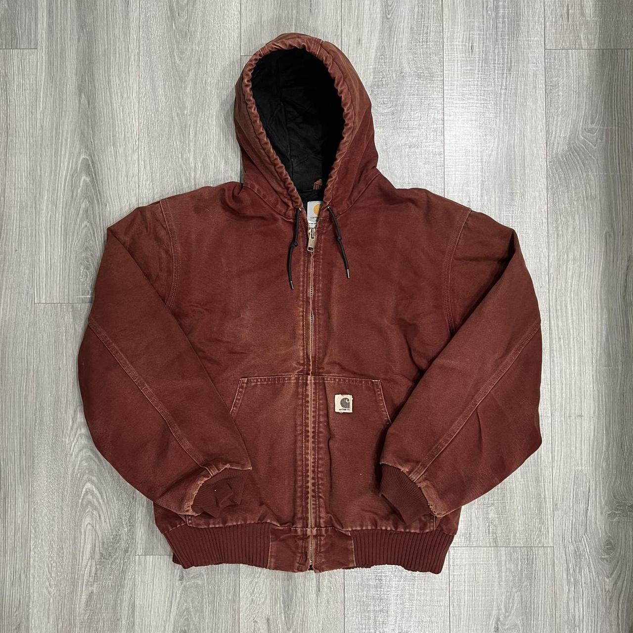 Vintage J130 CLY Clay / Brick Red Carhartt Hooded... | Depop