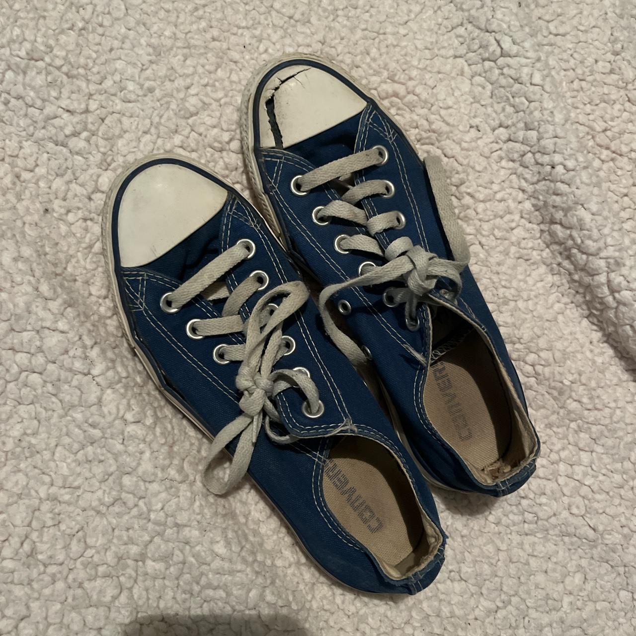 Worn in blue low top converse (very used 😭 got them... - Depop