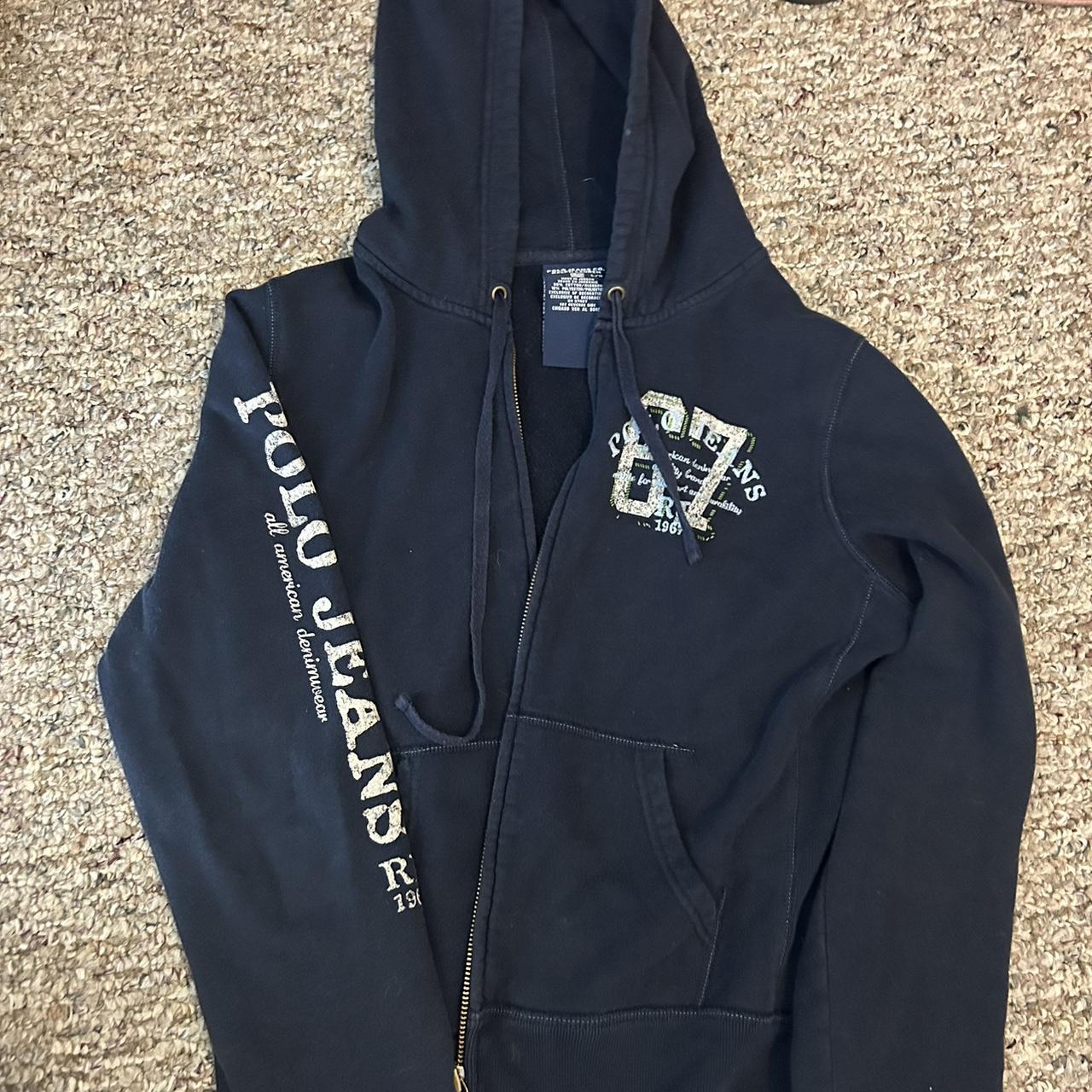 Navy polo zip up kids L fits womens xs - Depop