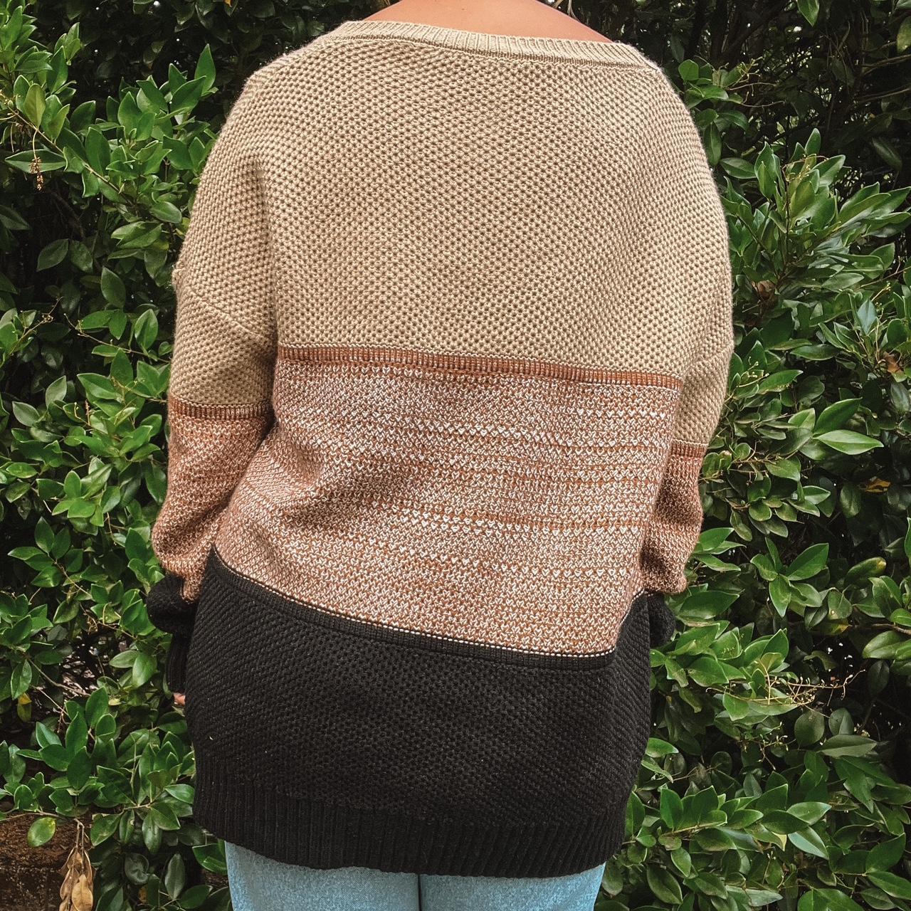 Neutral Color Block Sweater Size Large Small... - Depop