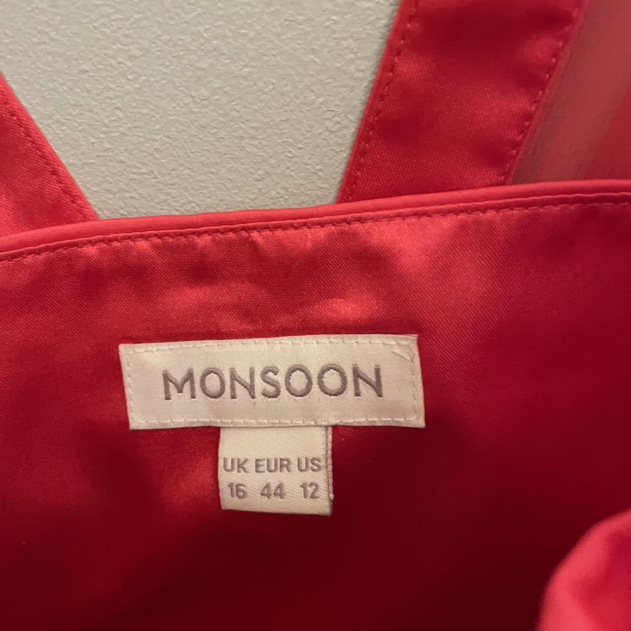 Monsoon dress, coral / red colour, size 16 sheer... - Depop