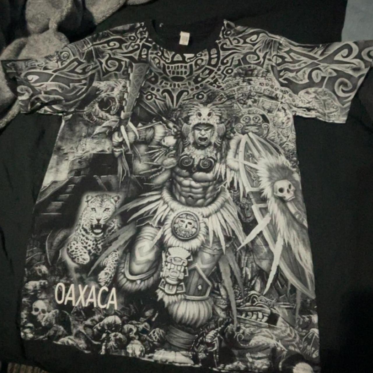 Aztec Warrior Shirt From Oaxaca Same Design On Both... - Depop