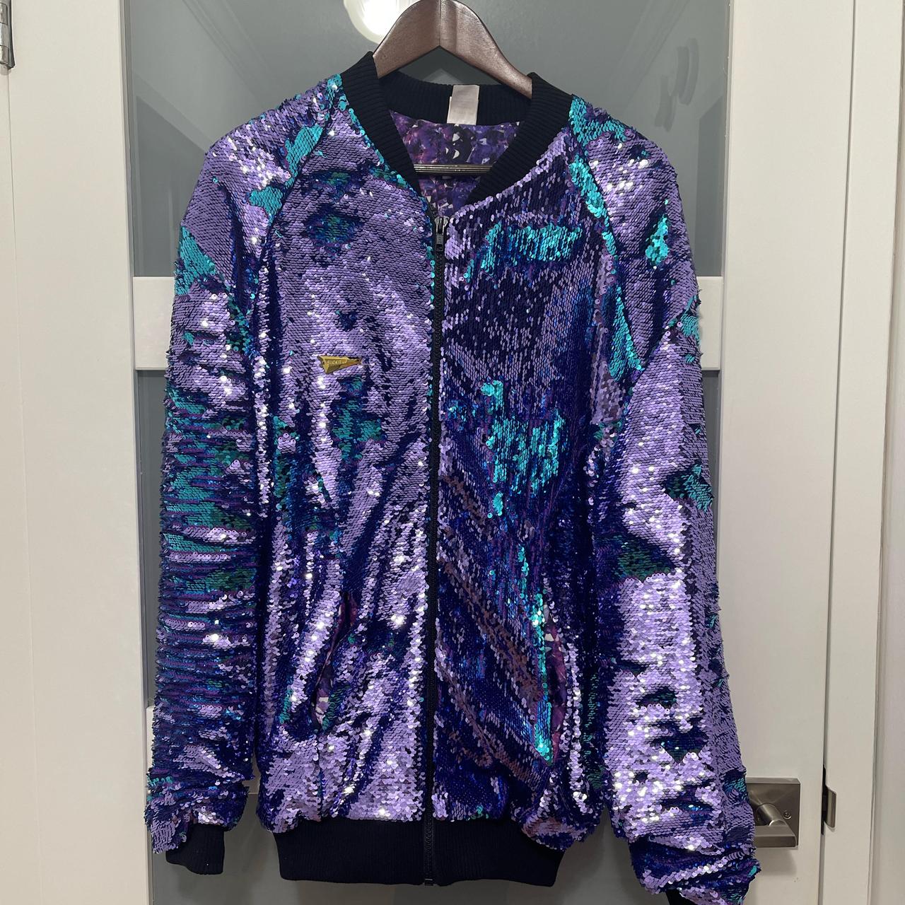 Dual tone color shifting sequin bomber jacket. Men’s... - Depop