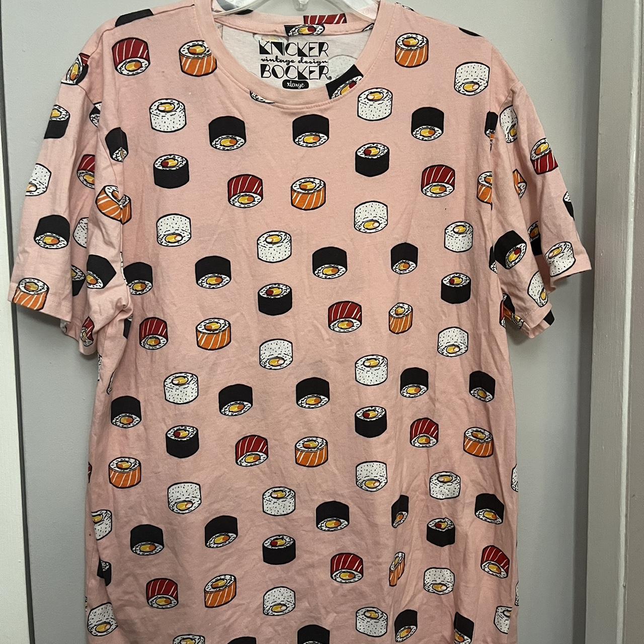 Knickerbocker vintage t-shirt. Pink sushi. X-l - Depop