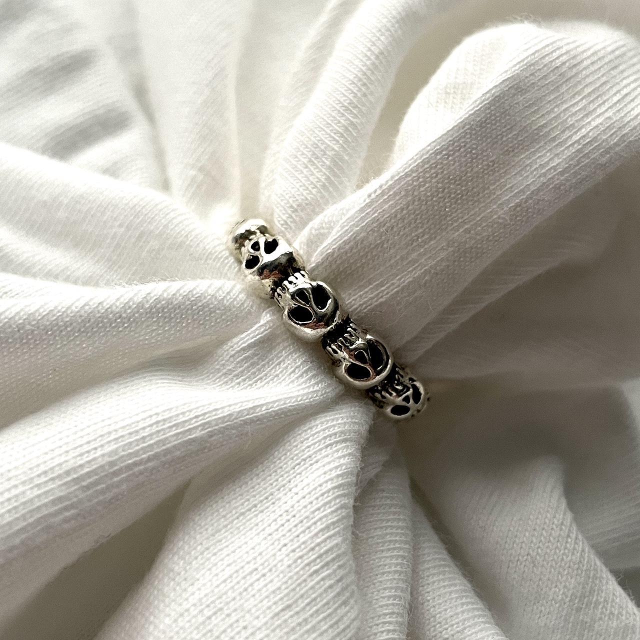 Silver Skull Gothic Themed Ring 19MM - Depop