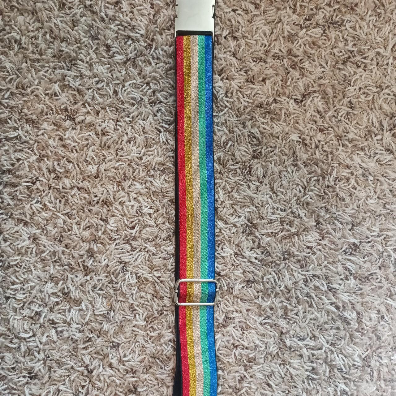 Sparkly adjustable rainbow buckle belt. - Depop