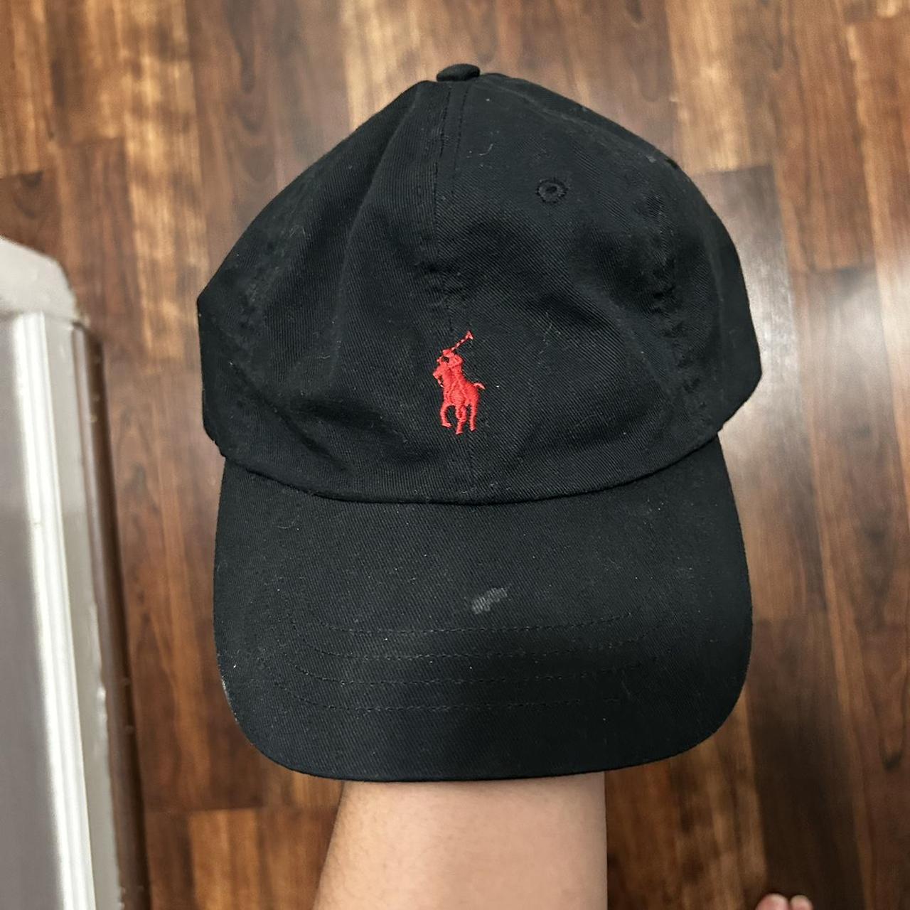 Polo Ralph Lauren Men's Black and Red Hat | Depop