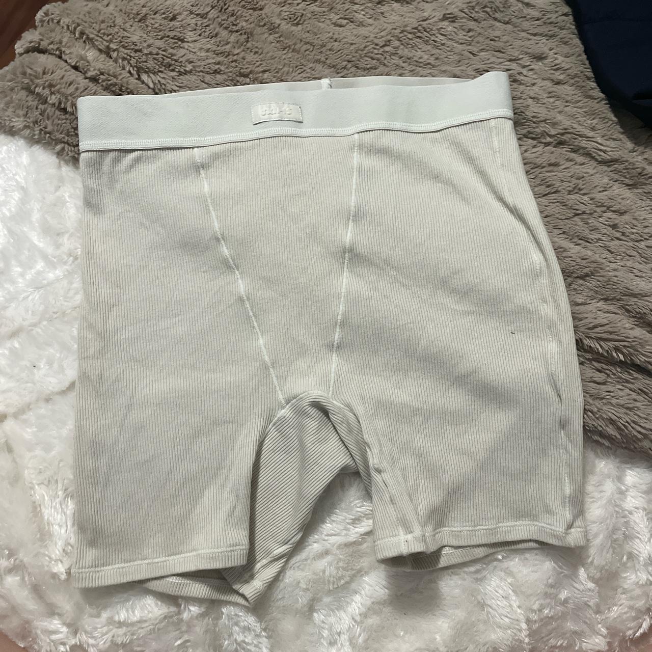 Skims Women's Cream and White Boxers-and-briefs | Depop