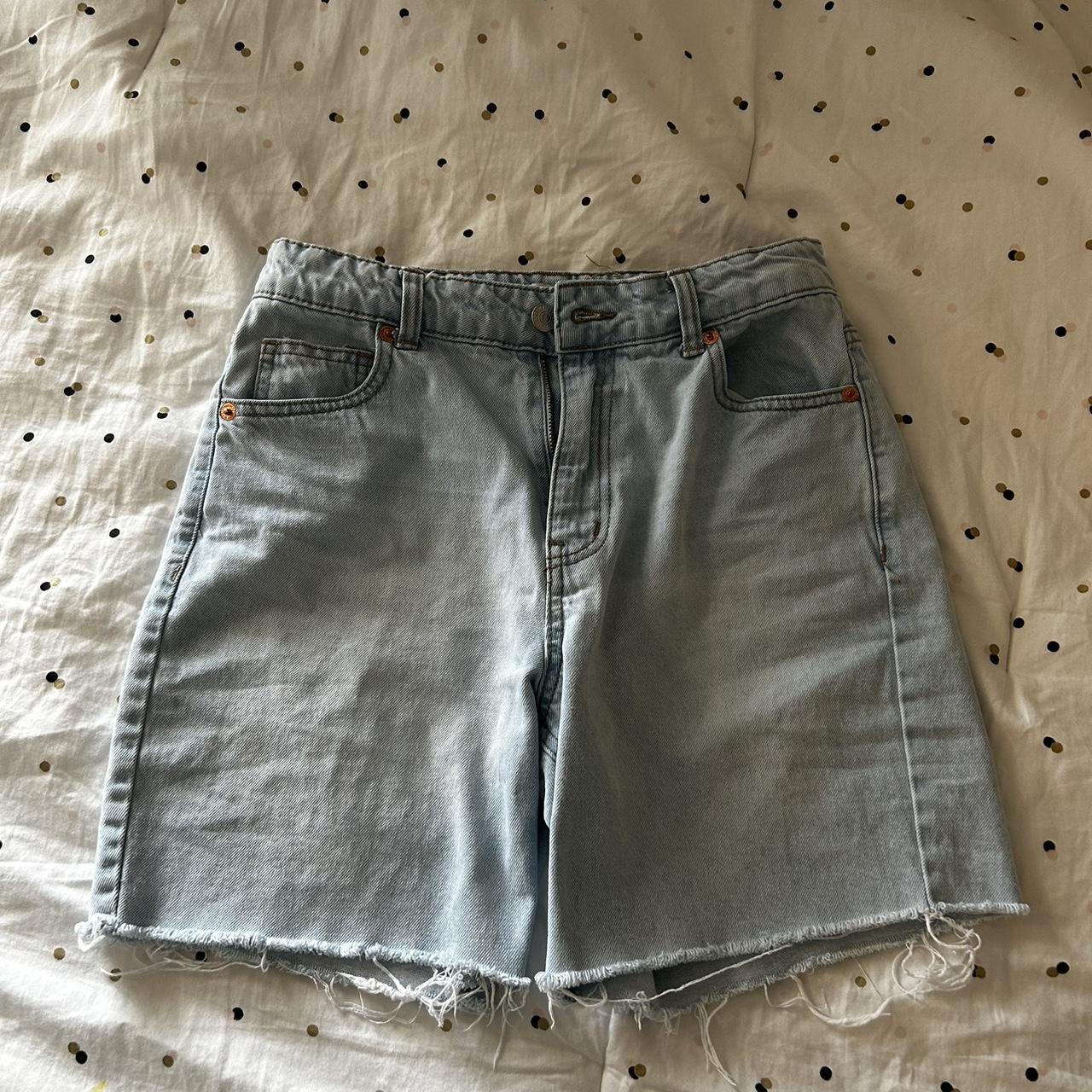 light wash long denim shorts from F21 size 26 in... - Depop