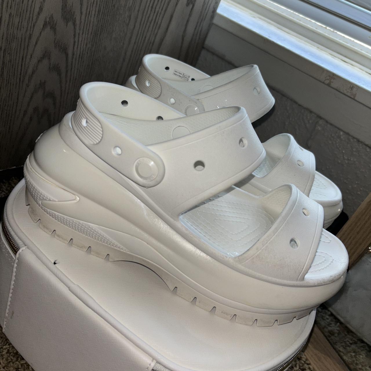 White Crocs mega crush sandal - Depop