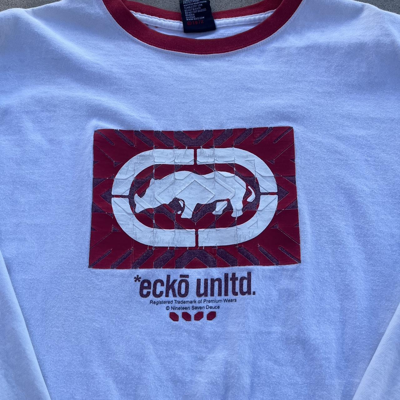 Ecko Unltd. white and red long sleeve shirt #skater... - Depop