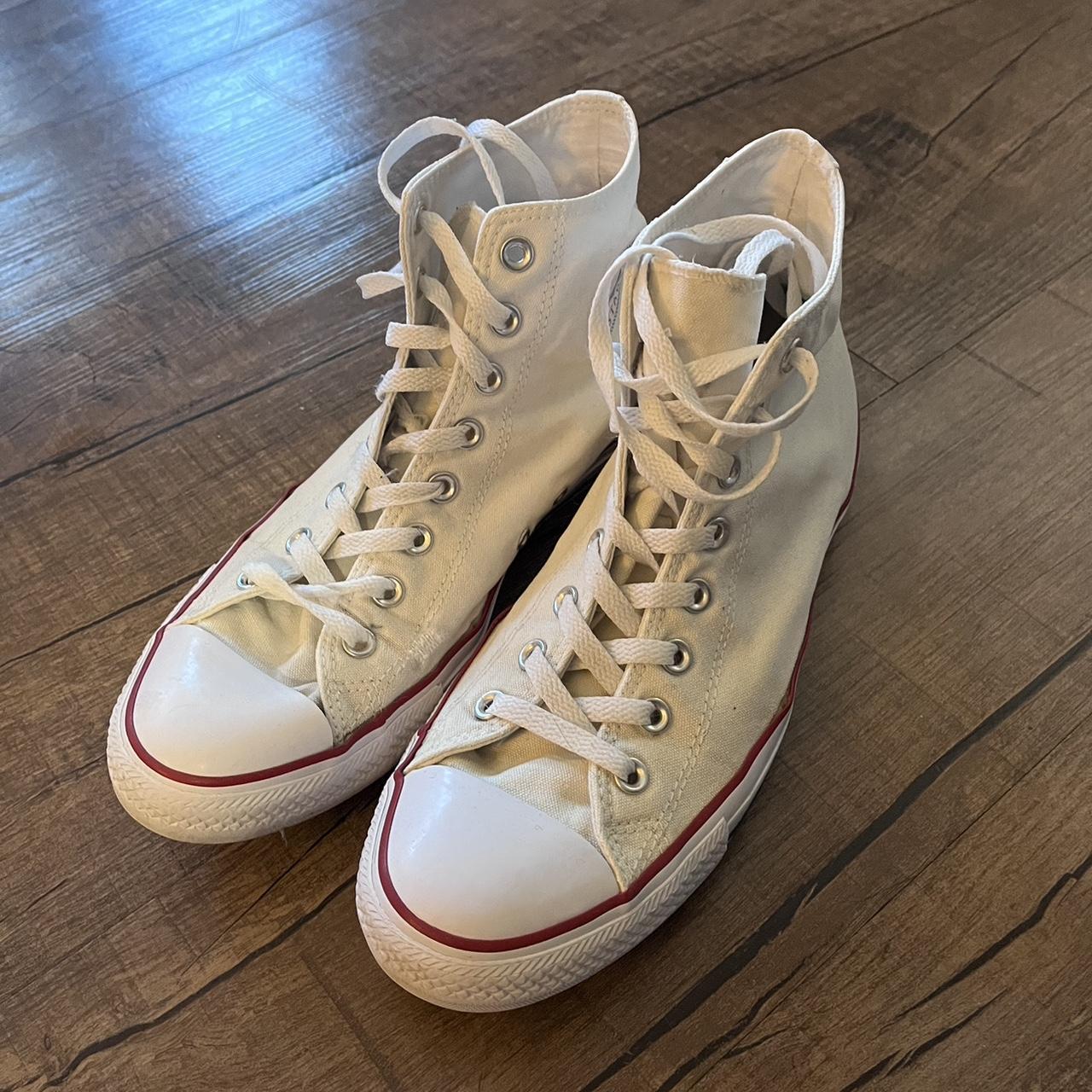CREAM/WHITE CHUCK TAYLOR CONVERSE USED - MENS SIZE... - Depop