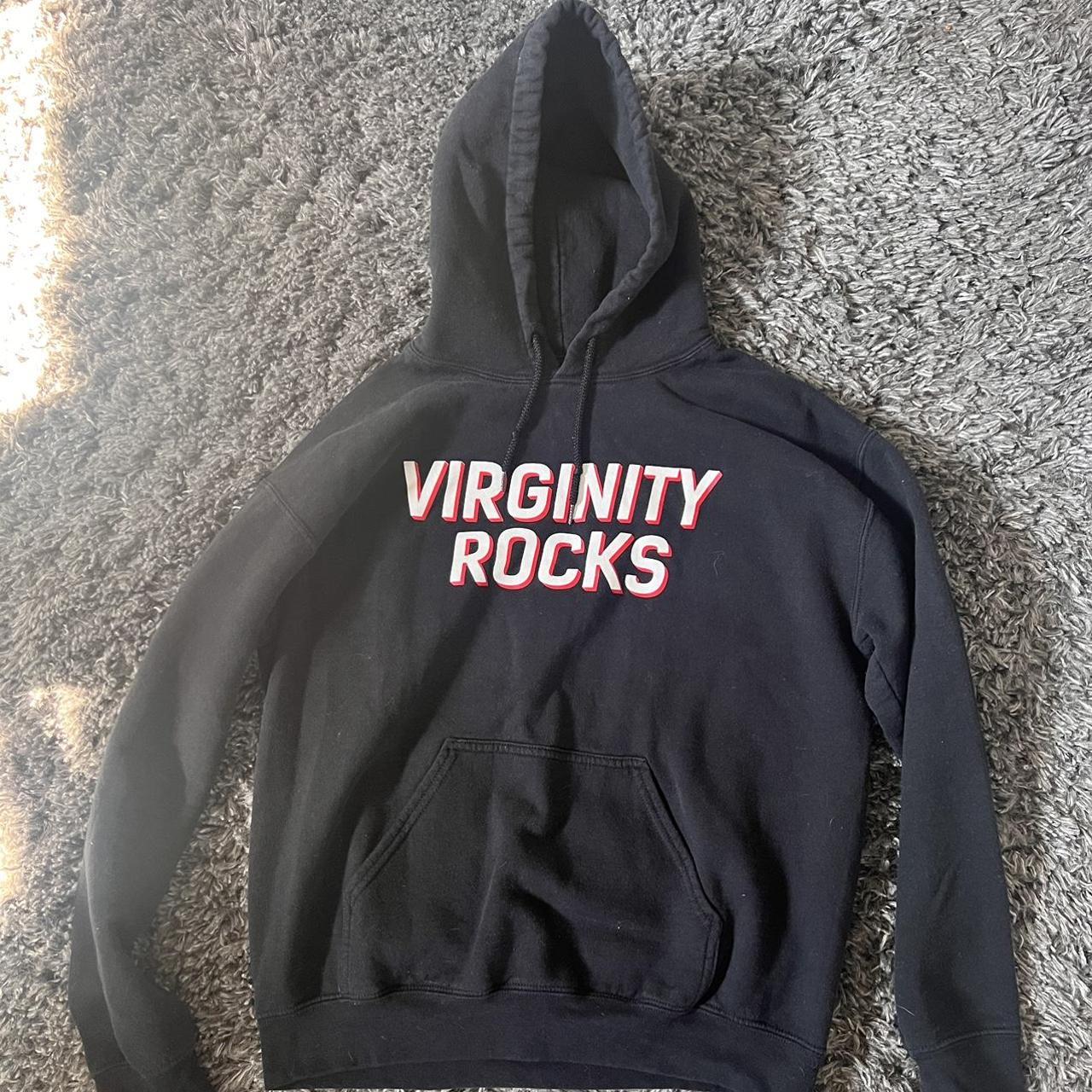 Virginity rocks hoodie black and red Size... | Depop
