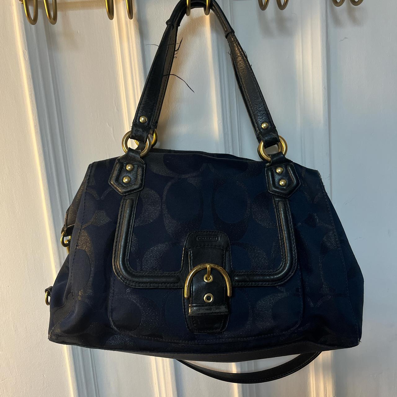 Vintage y2k Navy blue and black sparkly coach bag... - Depop