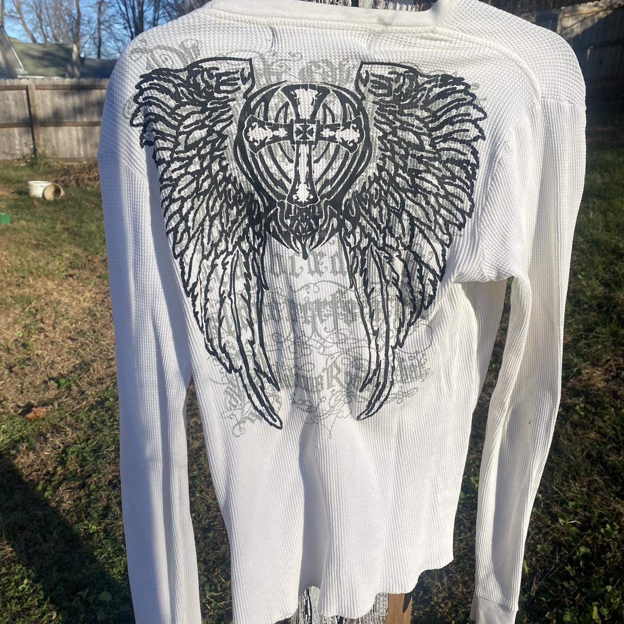 Cyber Y2K top Angel Wings Fits like a women’s... - Depop