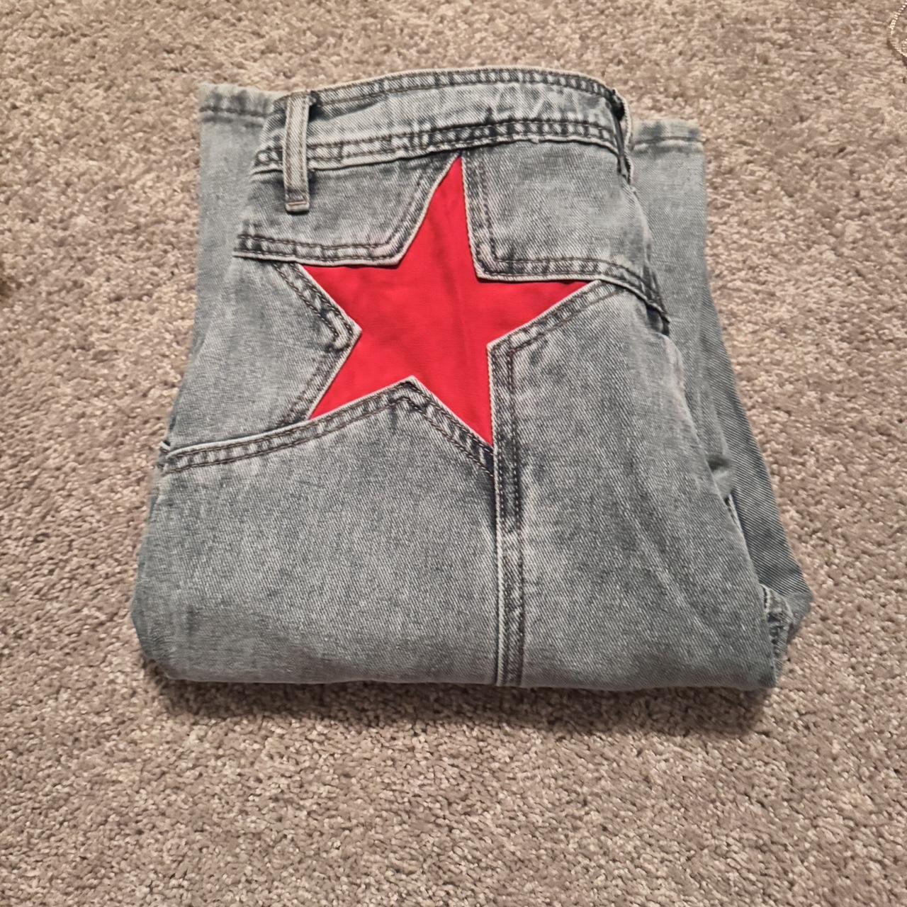 Flare red star jeans - Depop