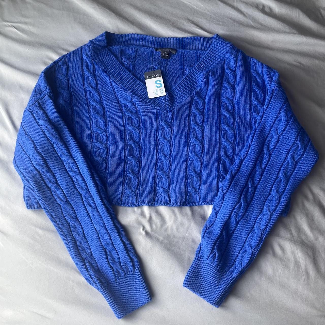 Vibrant blue cropped sweater from Primark, the... - Depop