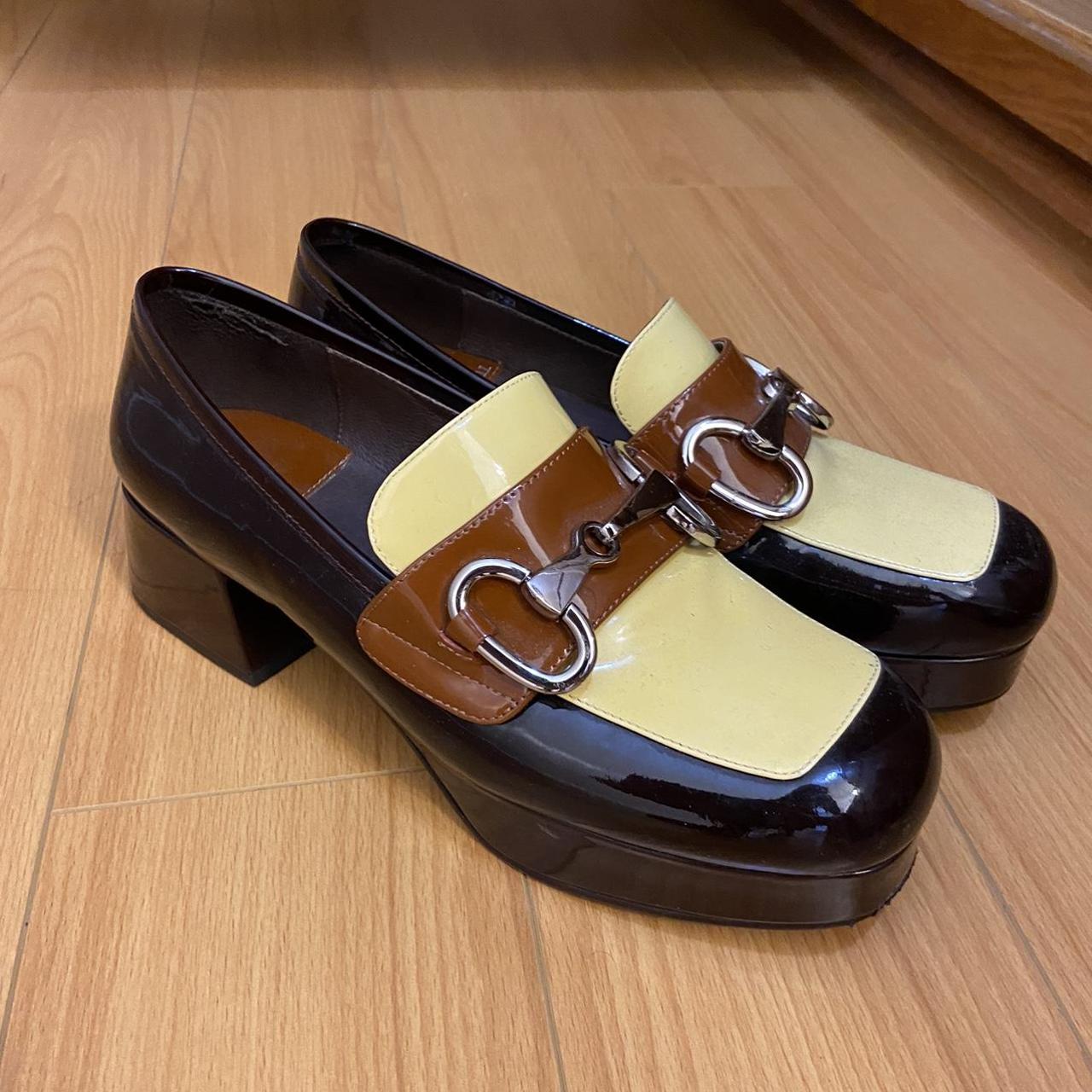 Jeffrey Campbell Women's Brown and Yellow Loafers | Depop